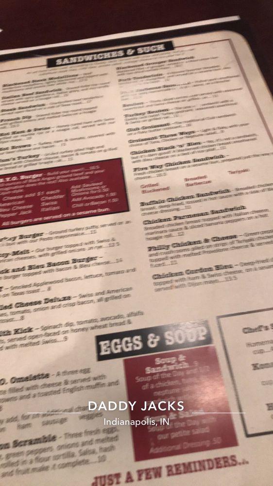 Menu at Daddy Jack's Restaurant & Bar, Indianapolis