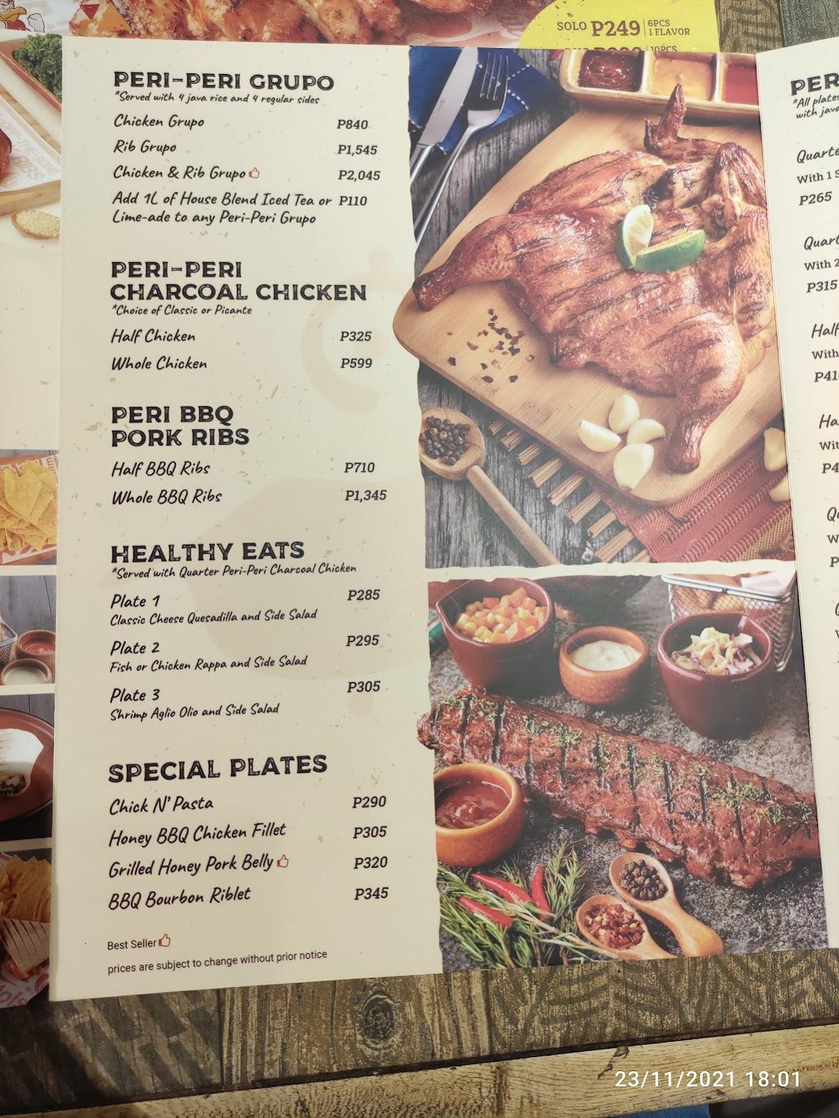 Menu at Peri-Peri Charcoal Chicken restaurant, Quezon City, Level 1 ...