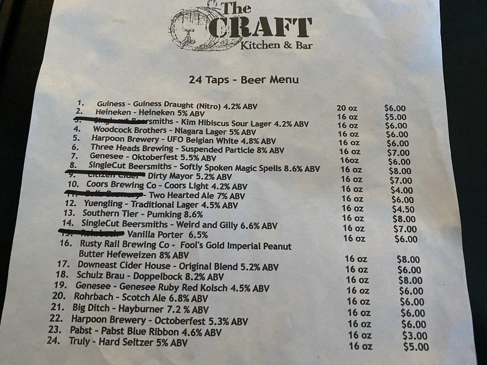 Menu at The Craft Kitchen and Bar, Niagara Falls
