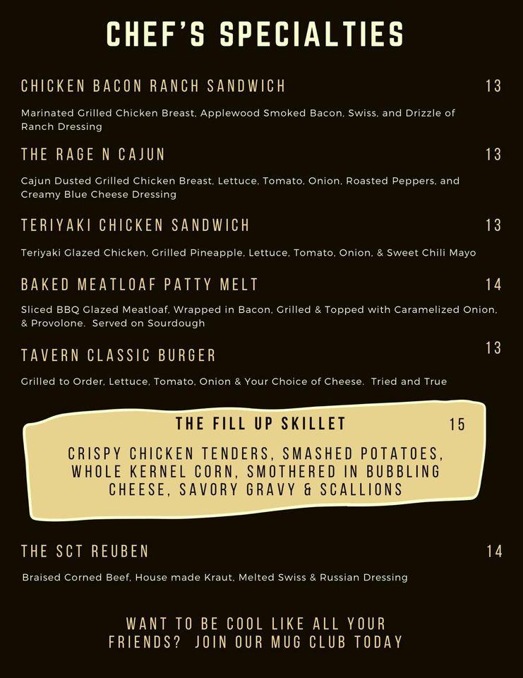 Menu at The Saratoga City Tavern pub & bar, Saratoga Springs