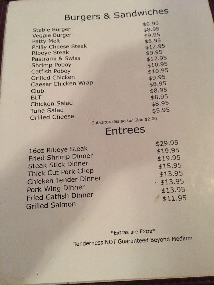 Menu at The Stables Downtown Grill pub & bar, Tupelo