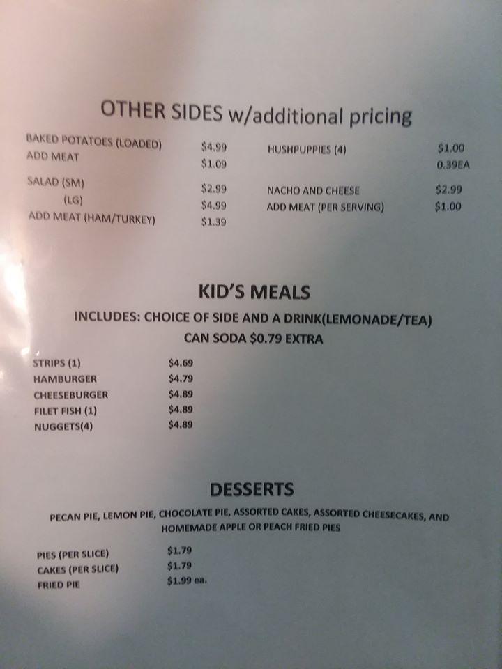 Menu at Aunt Dale's Country Kitchen restaurant, New Houlka, 179 Co Rd 308