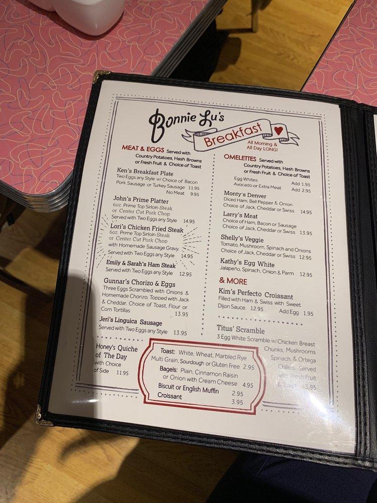 Menu at Bonnie Lu's cafe, Ojai