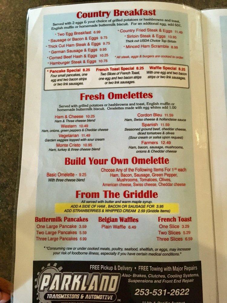 Menu at Country Rose Café cafe, Tacoma