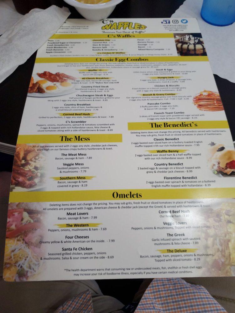 Menu at C's Waffles-Beachside restaurant, New Smyrna Beach, S Atlantic Ave