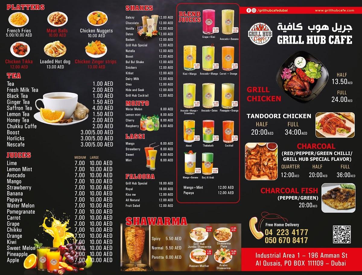Menu at GRILL HUB CAFE, Dubai