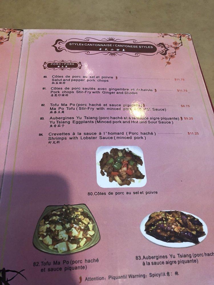 Menu at Nouilles Star restaurant, Montréal