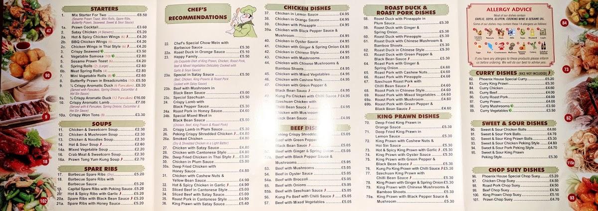 Menu at Oriental Express fast food, Thetford