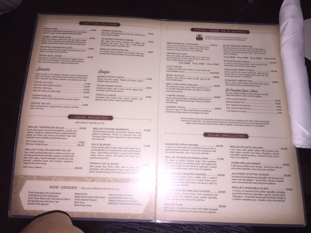 Menu at Taste of Texas pub & bar, Houston
