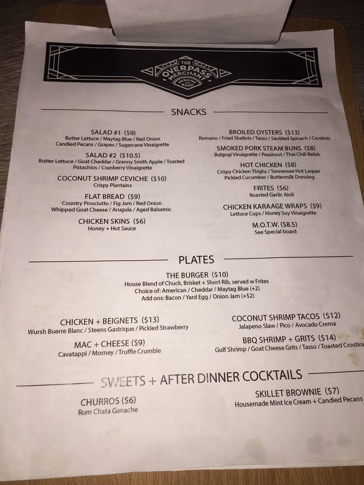 Menu at The Overpass Merchant pub & bar, Baton Rouge