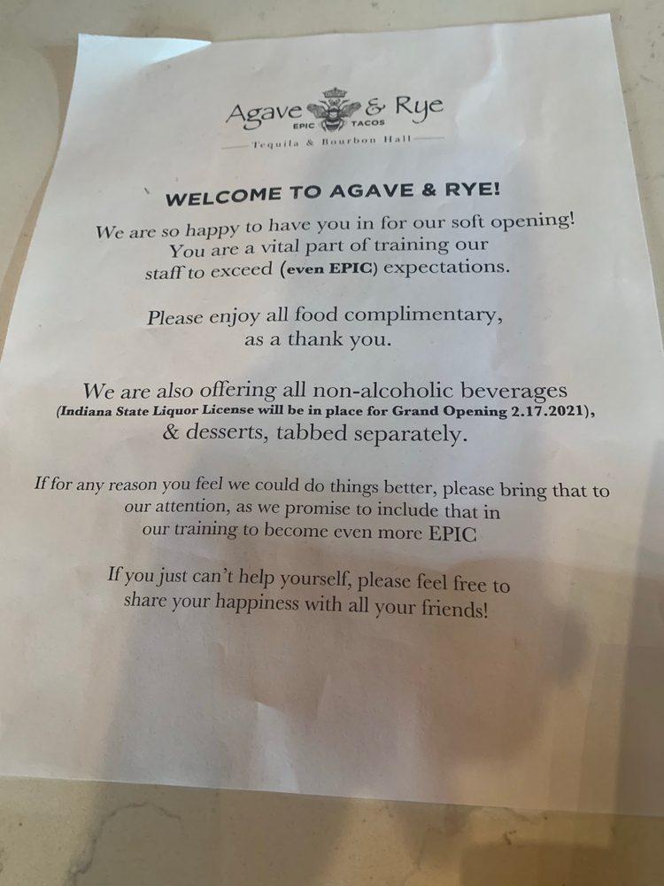 Menu at Agave & Rye New Albany pub & bar, New Albany