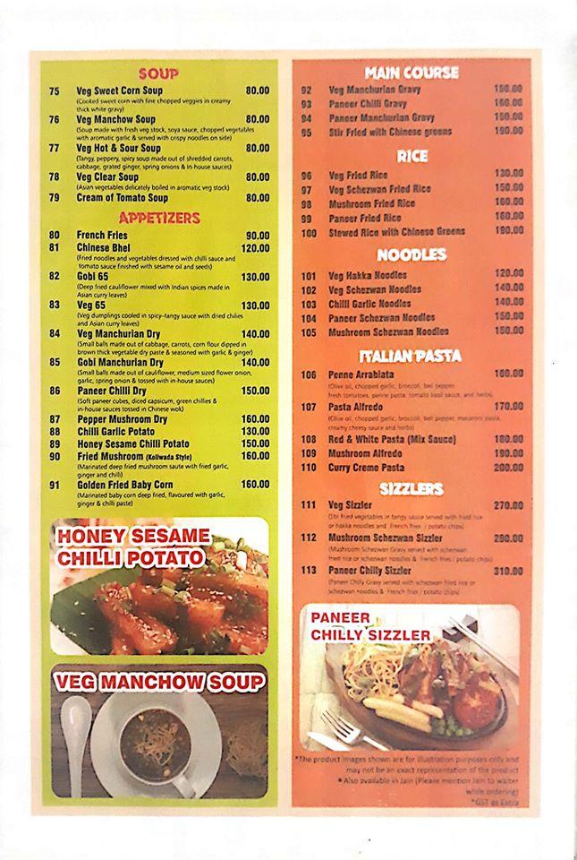 Menu at Dosa plaza, Kalka