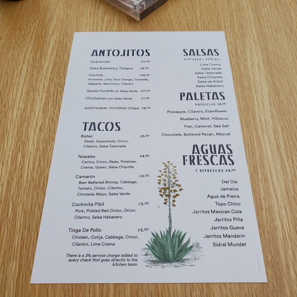 Menu at El Techo pub & bar, Philadelphia