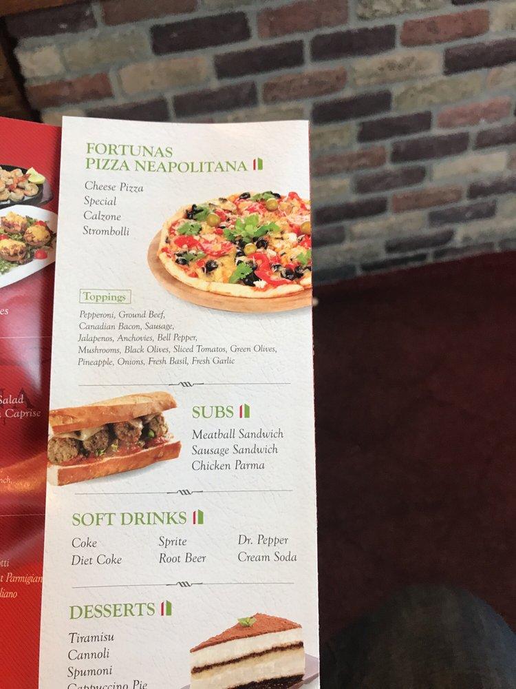 Menu at Fortuna Italian Restaurant, Fort Worth