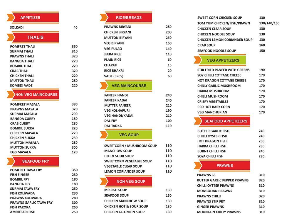 Menu at Mr. Fish Seafood Restaurant, Navi Mumbai