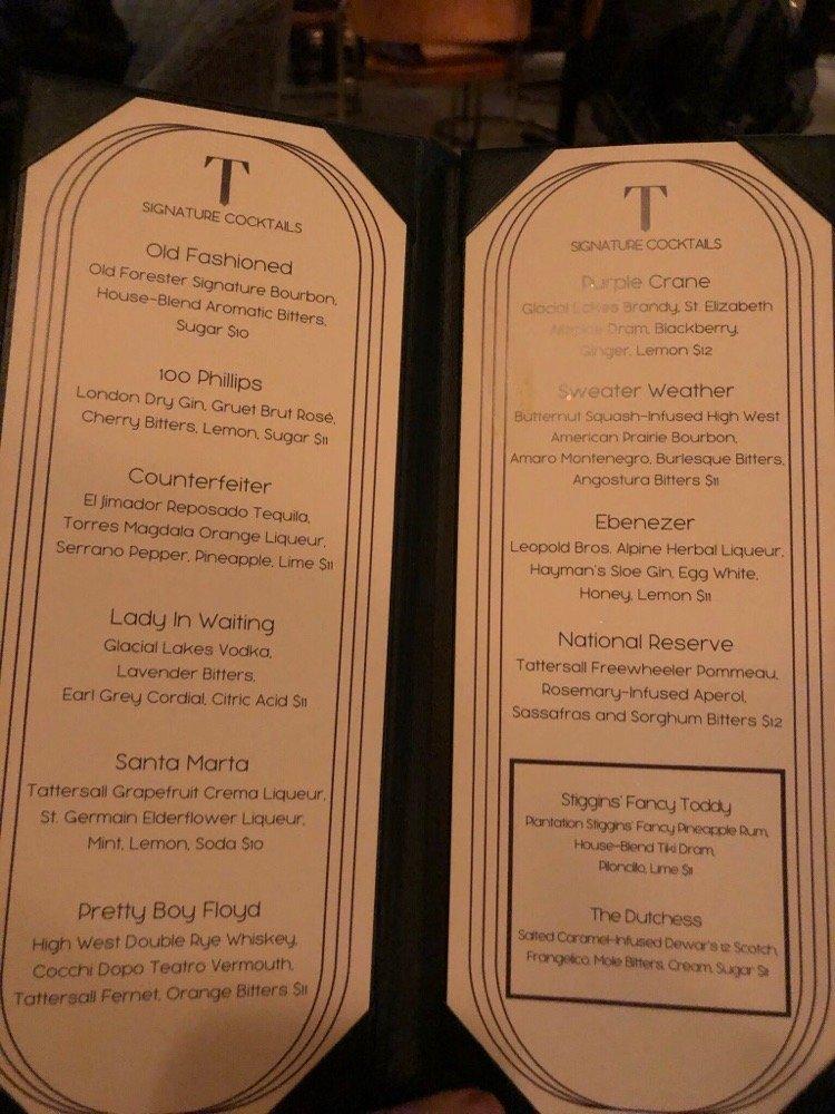 Menu at The Treasury at Hotel on Phillips pub & bar, Sioux Falls