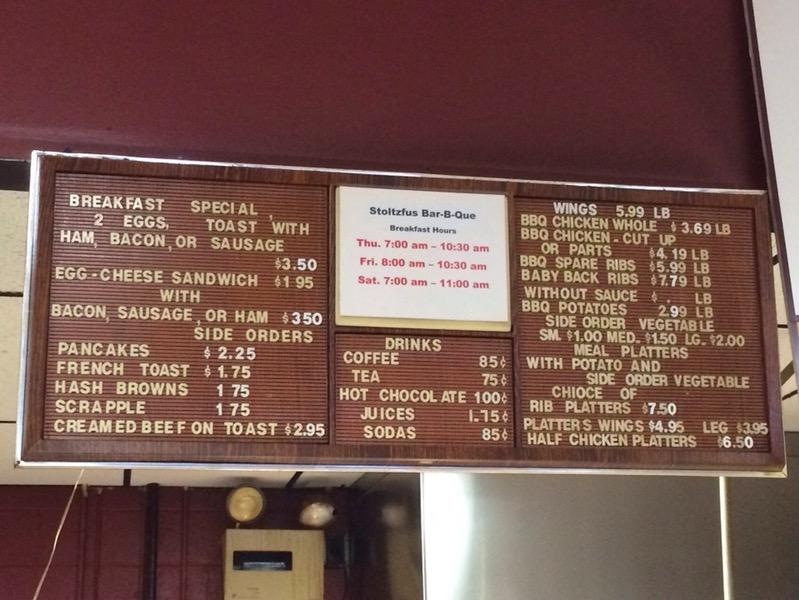 Menu at Amish section of Columbus Farmers Market restaurant, Mansfield