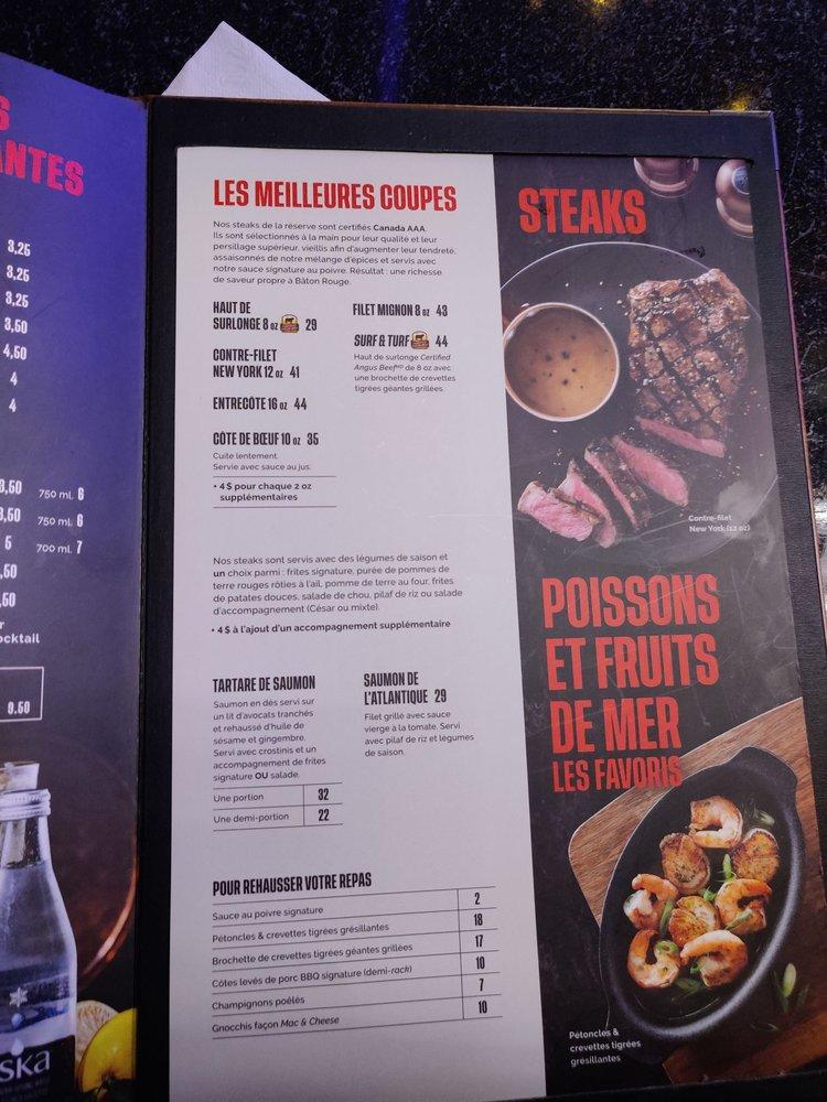 Menu at Bâton Rouge Grillhouse & Bar, Laval, Boul. le Carrefour