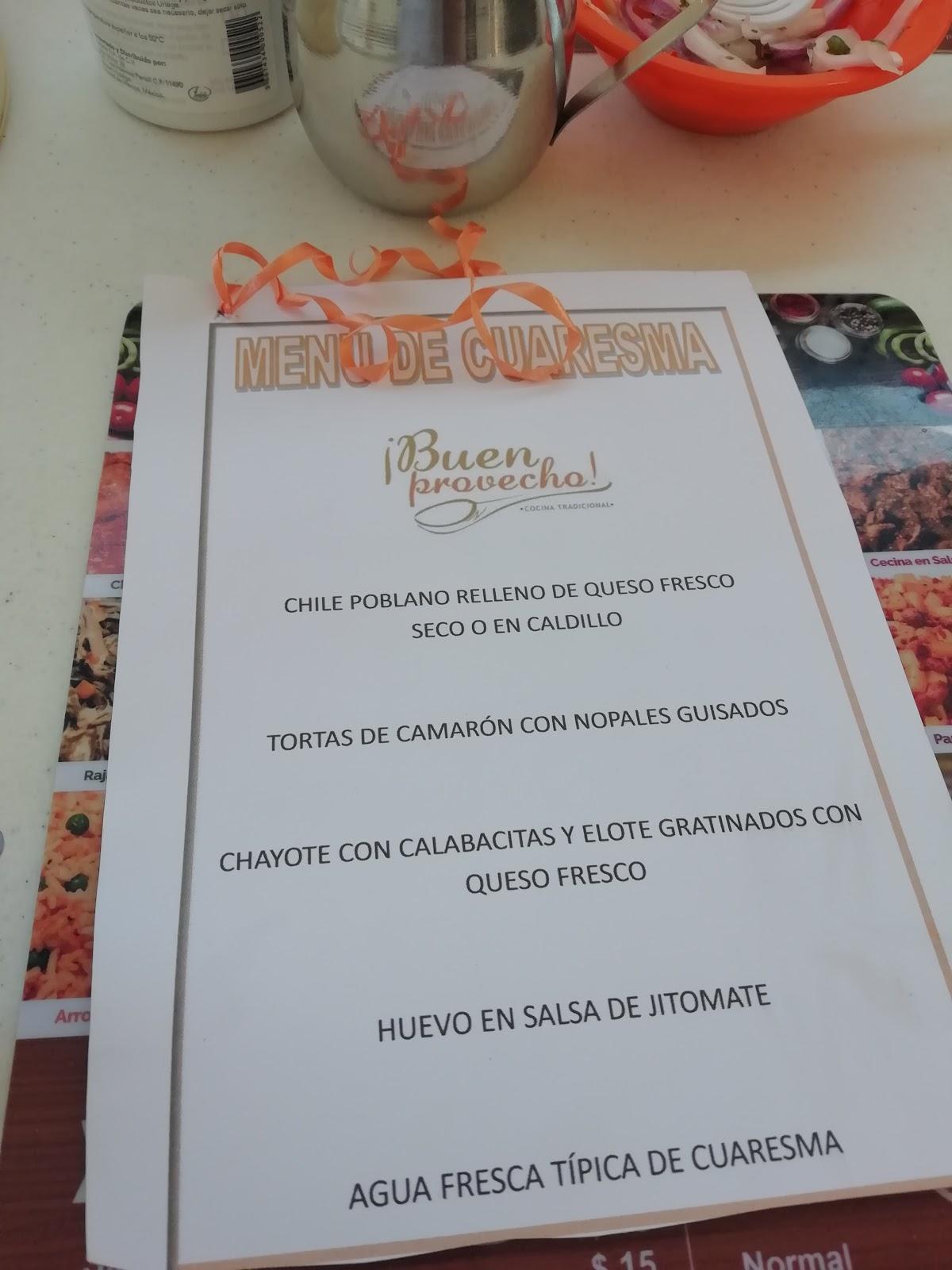 Carta del restaurante Buen Provecho, Pénjamo