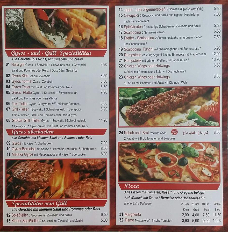 Menu at Hero Grill restaurant, Essen, Rahmstr 121