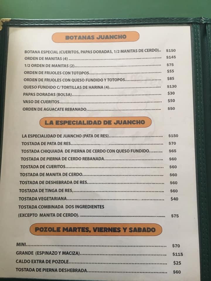 Carta del restaurante JUANCHO TOSTADO, Tijuana