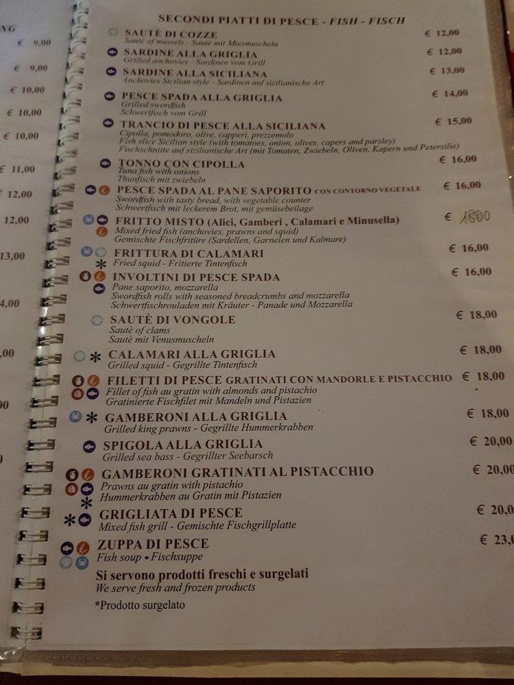 Menu da La Trattoria Da Ugo pizzeria, Taormina