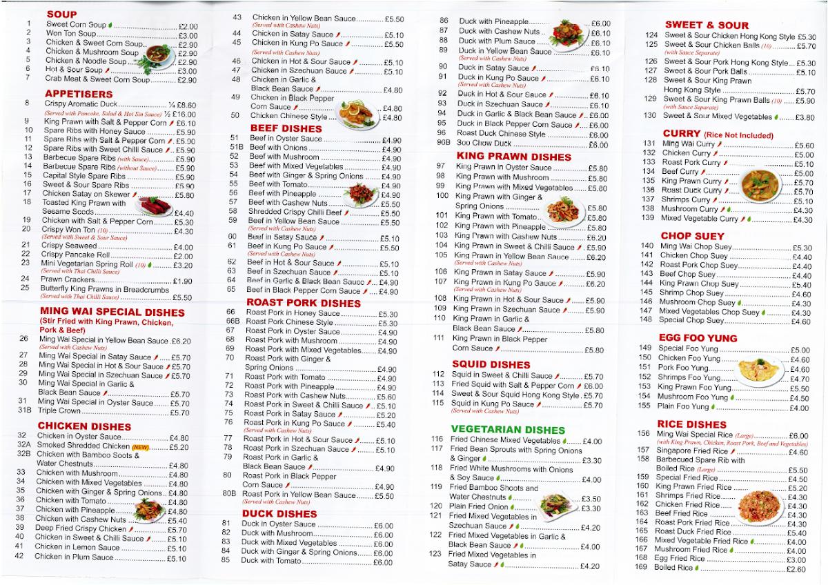 Menu at Mingwai fast food, Eaton Socon, 16 Nelson Rd