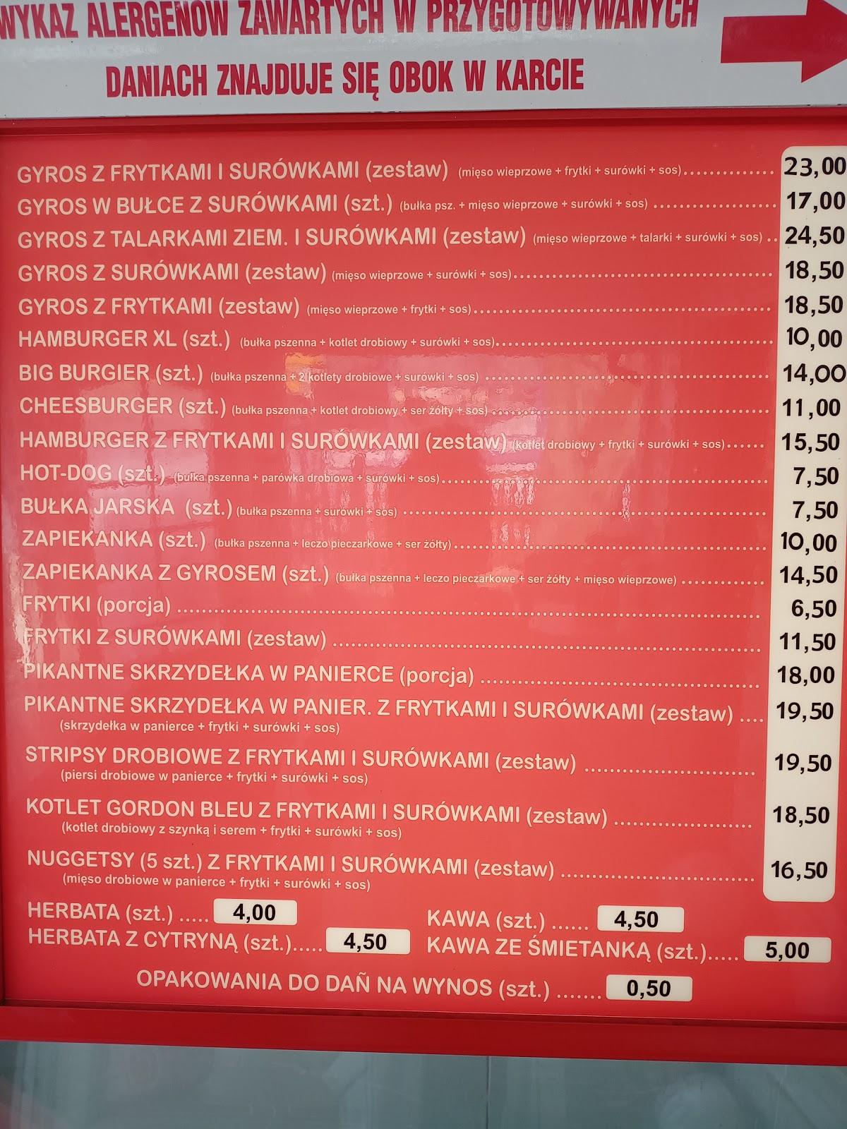 Carta de Mini Bar Sandra, Elblag