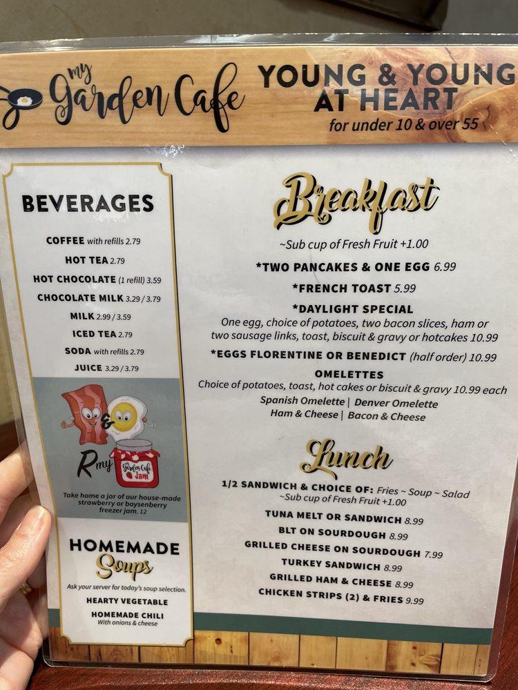 Menu at My Garden Café cafe, Sonora