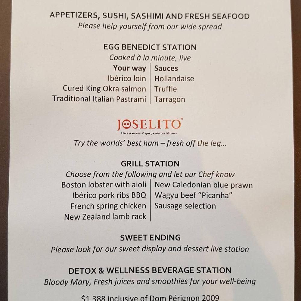 Menu at OZONE pub & bar, Hong Kong