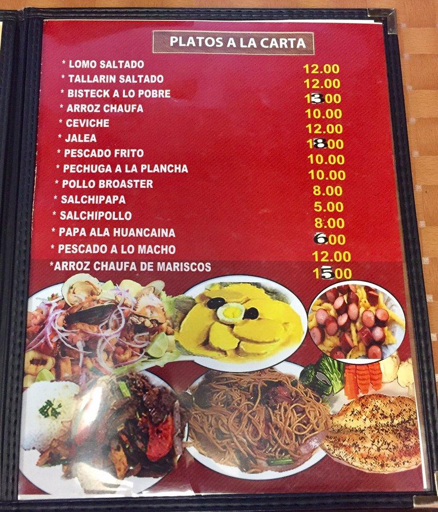 Carta del restaurante El Peruanito Panaderia, Passaic