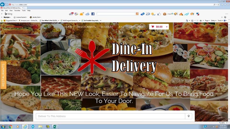 Menu at Dine in Delivery restaurant, Evansville