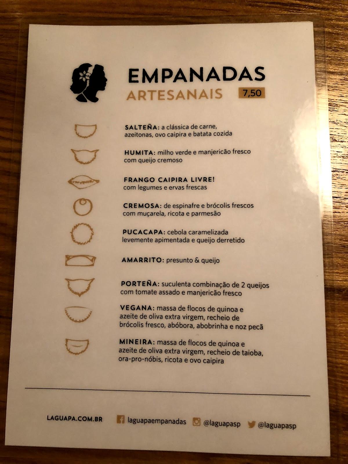 Menu em La Guapa Empanadas restaurante, São Paulo, R. Flórida