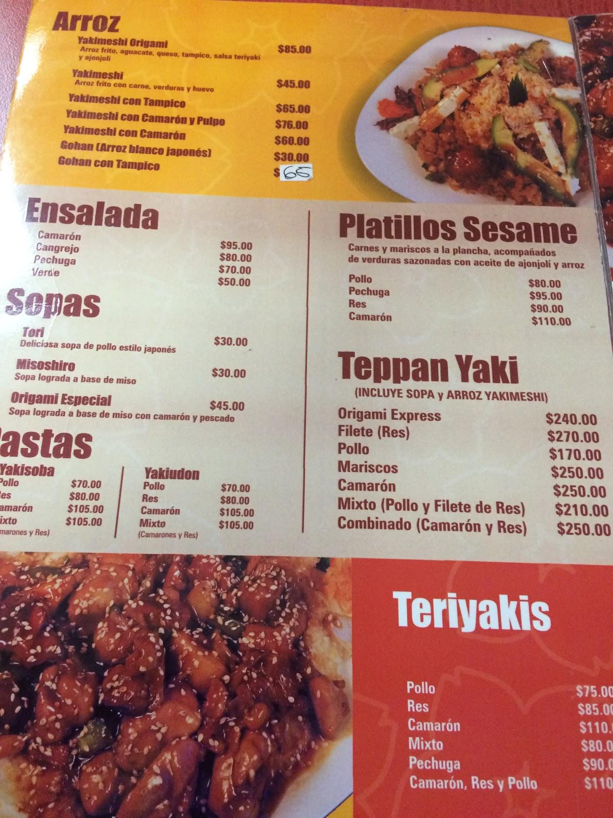 Carta del restaurante Origami Express Calle 11, Mexicali, Av. Michoacán ...
