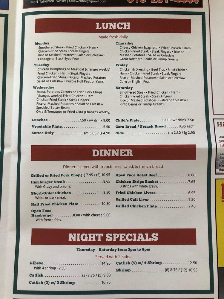 Menu at P T's Eat-A-Bite restaurant, Bastrop