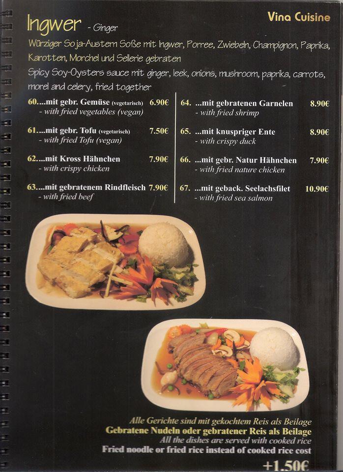 Menu at Vina Vietnam Cuisine restaurant, Weimar