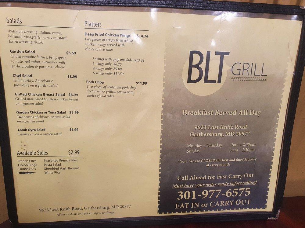 Menu at BLT Grill cafe, Gaithersburg