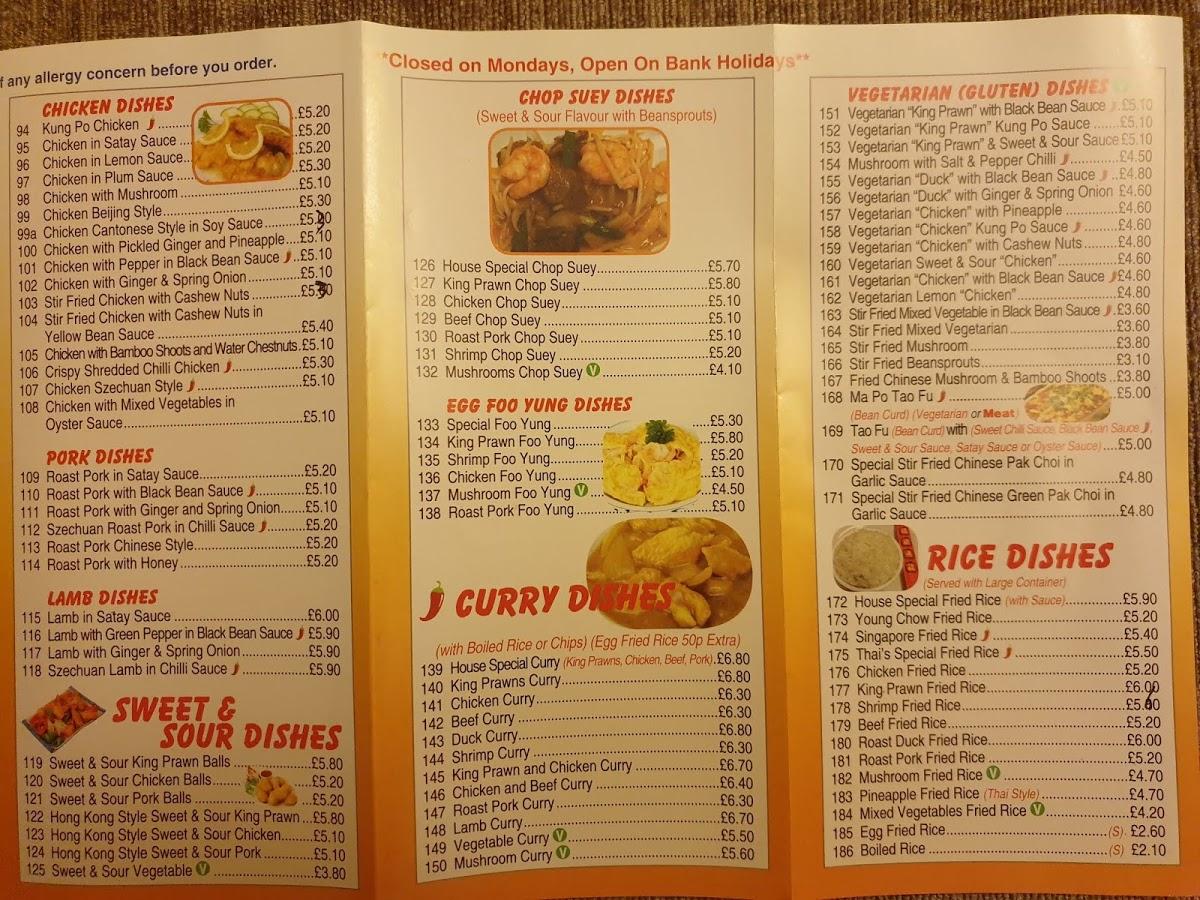 Menu at Beijing Chinese & Thai Takeaway restaurant, Bristol