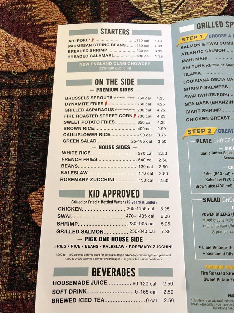 Menu at California Fish Grill restaurant, Pasadena