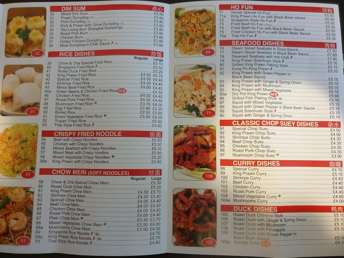 Menu at Chow & Cha London restaurant, London