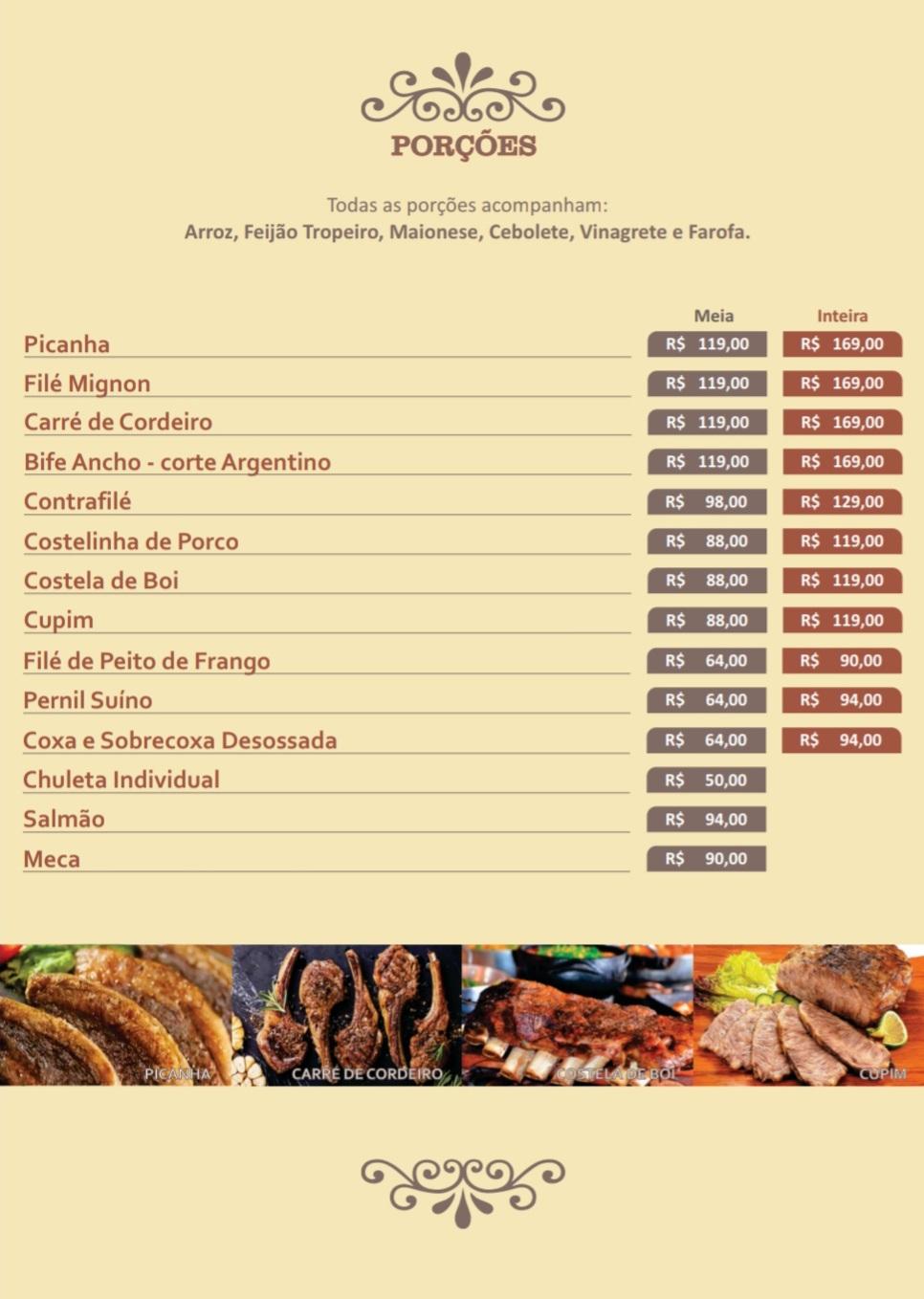 Carta de Churrascaria Picanha Gaúcha Grill, Santos