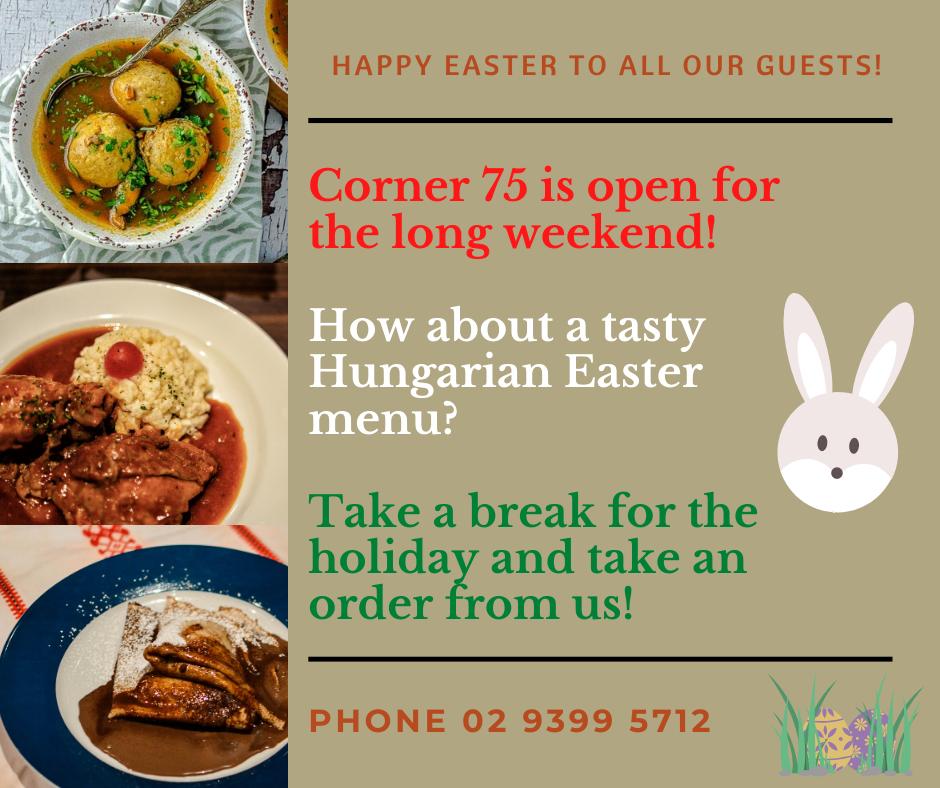 Menu at Corner 75 Hungarian Restaurant, Randwick