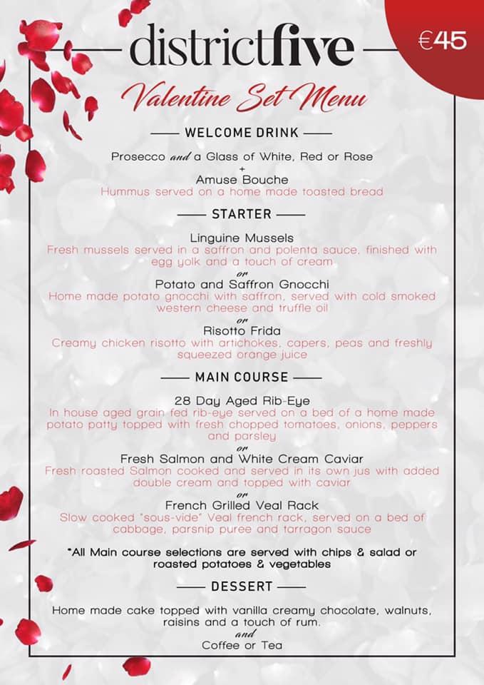 Menu at DistrictFive restaurant, Birżebbuġa