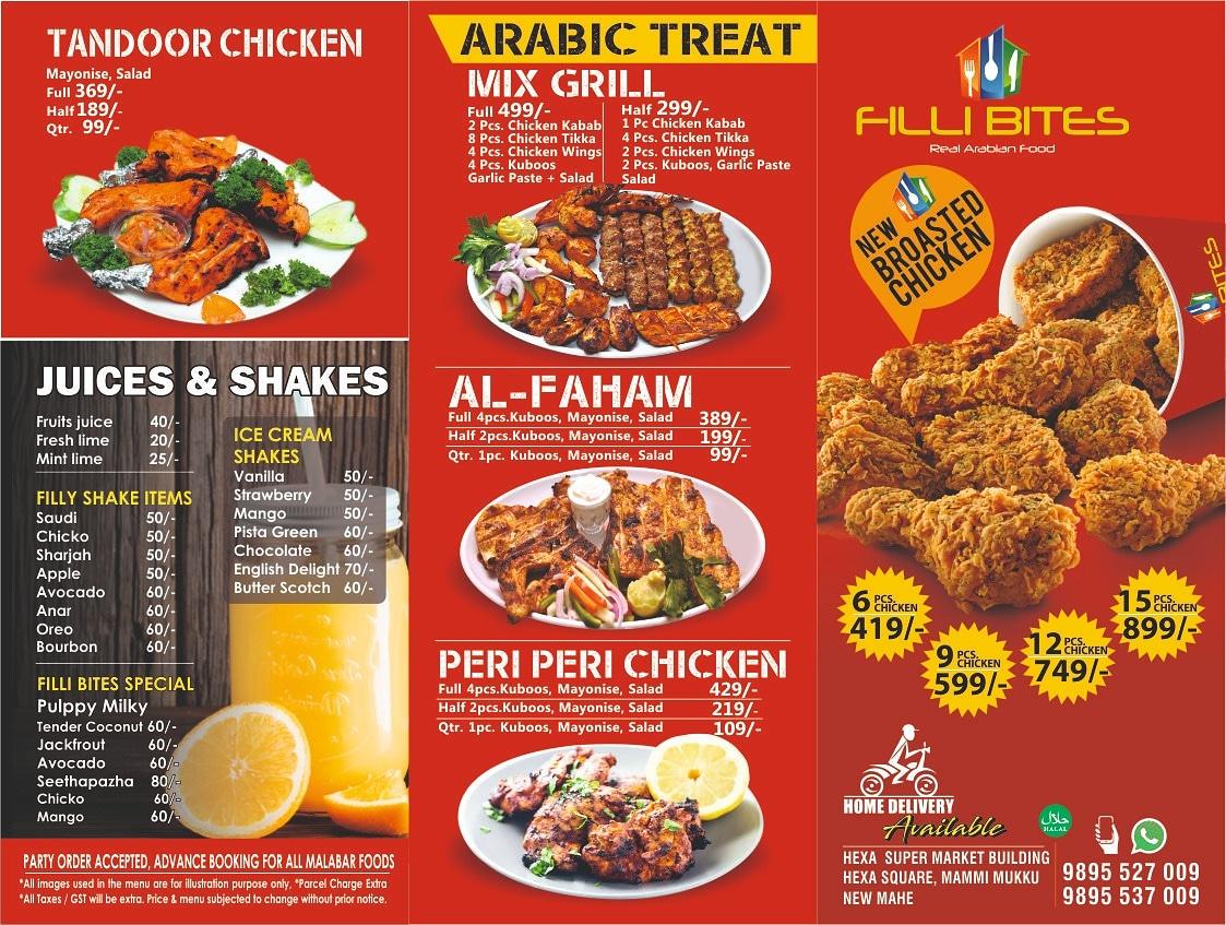 Menu at Filli bites, Mahé