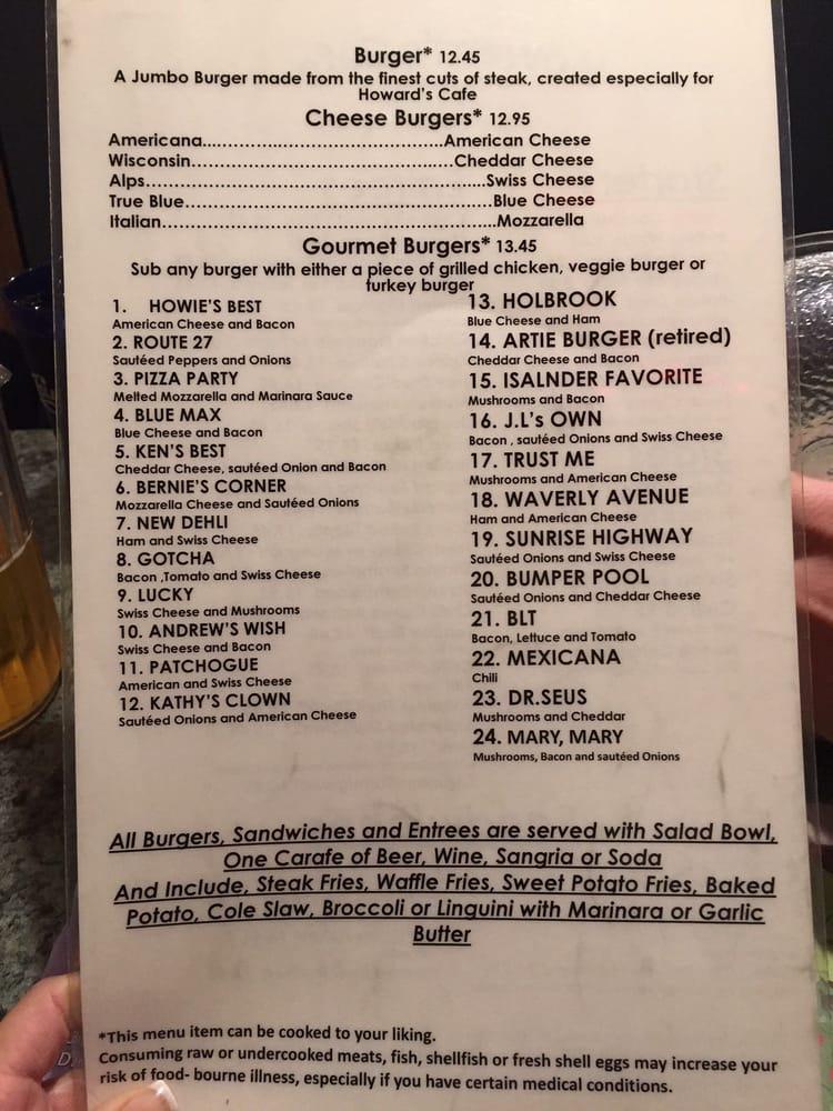 Menu at Howard's Cafe, Patchogue