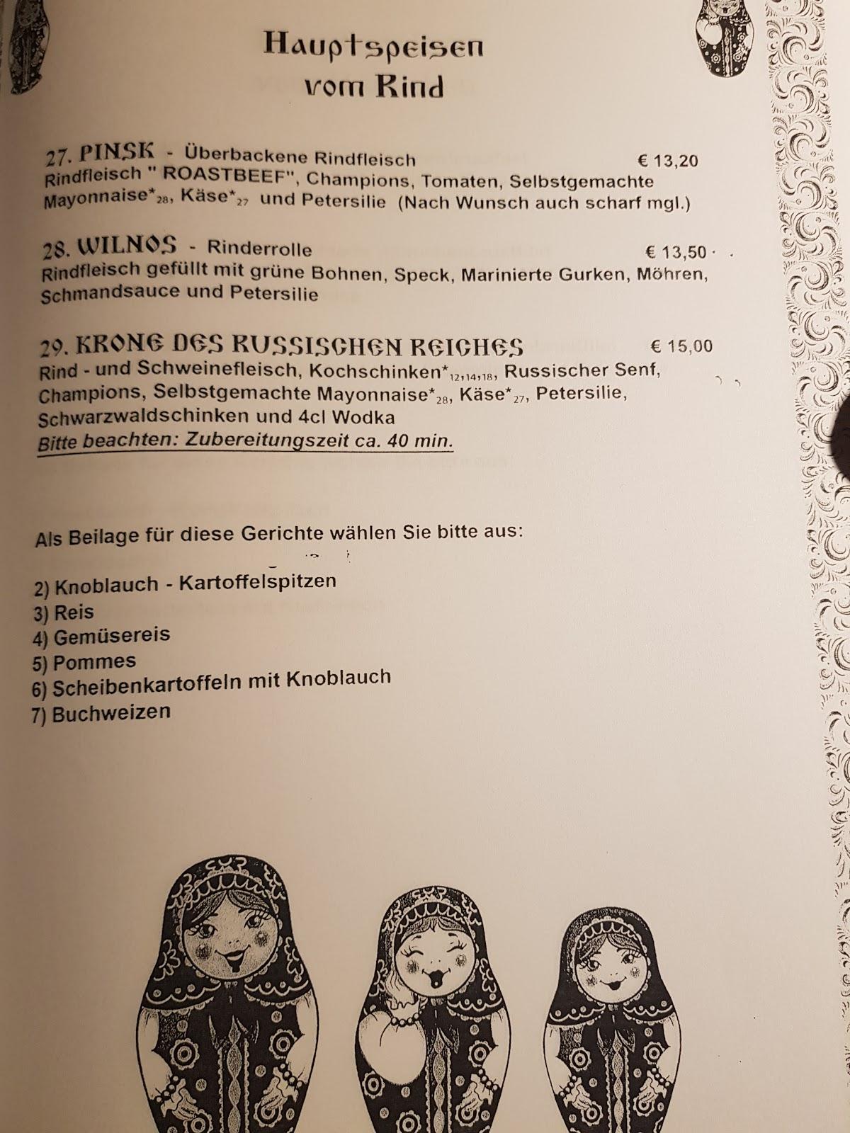 Speisekarte von Matroschka - Russische Spezialitäten restaurant, Zwickau