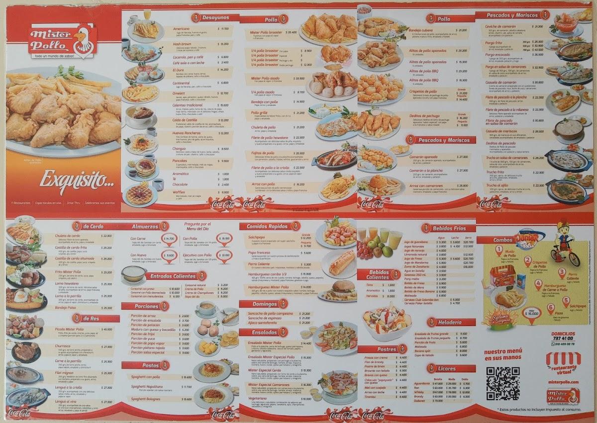 Menu at Mister Pollo Norte restaurant, Pasto, Cra. 44B #19-56