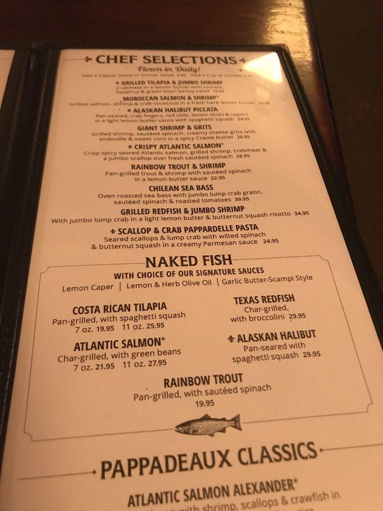 Menu at Pappadeaux Seafood Kitchen restaurant, Dallas, Oak Lawn Ave