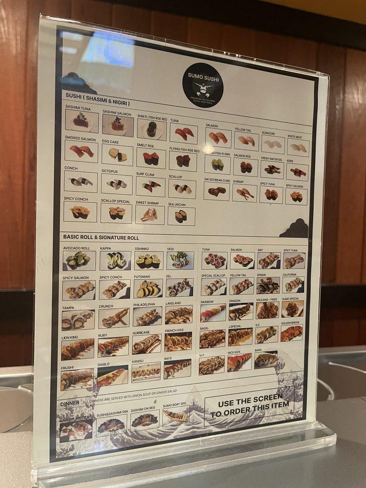 Menu at Sumo Sushi restaurant, Lakeland