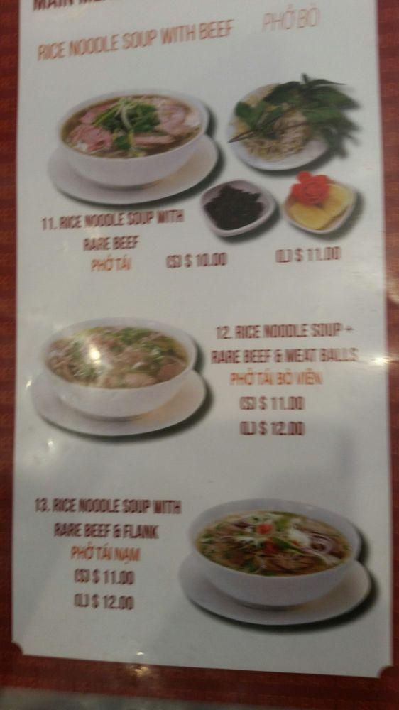 Menu at DJ Vietnamese Pho restaurant, Ingleburn